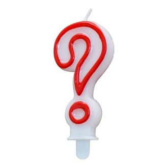 Algon Fragende Geburtstagskerze mit rotem Rand, buntes und festliches Design, perfekt für Feiern, Interrogante