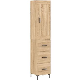 vidaXL Buffet haut,Meuble de Rangement Ch&ecirc;ne sonoma 34,5x34x180 cm Bois ding&eacute;nierie Vidaxl