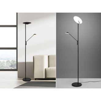 Trio Leuchten Led Deckenfluter brantford Schwarz schwenkbar mit Lesearm, H&ouml;he 180cm