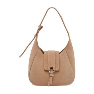 Hogan Femme, Sacs, Beige, Taille: ONE Size Suede Hobo Bag