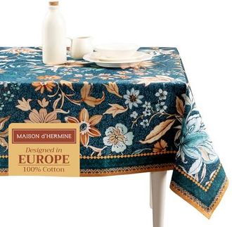 Maison d'Hermine Maison dHermine Nappe rectangulaire 100 % coton pour salle &agrave; manger, ferme, maison, h&ocirc;tel, f&ecirc;tes et mariages - Cadeaux pour la f&ecirc;te des m&egrave;res, printem