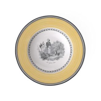 Villeroy & Boch Audun Chasse Assiette creuse, 24 cm, Porcelaine Premium, Blanc/Gris/Jaune