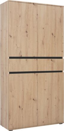 Xora Mehrzweckschrank, Anthrazit, Eiche Artisan, Holzwerkstoff, 8 F&auml;cher, 2 Schubladen, 100x200x37 cm, stehend, Waschk&uuml;che, Mehrzweckschr&auml;nke
