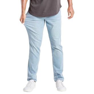 Generic Pantalon en denim souple pour homme, coupe ajust&eacute;e, coupe ajust&eacute;e, coupe droite, fusel&eacute;, bleu clair, 48