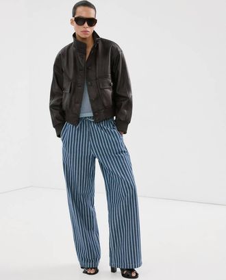 Mango Jean &agrave; rayures bleu - Femme - XS - MANGO