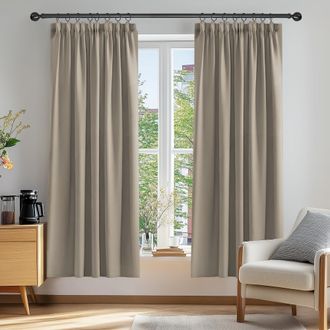 Deconovo Gardinen Blickdicht Kräuselband Vorhang Verdunkelung Gardinen Blickdicht Kräuselband, 183x168cm(HöhexBreite), Taupe, 2er Set