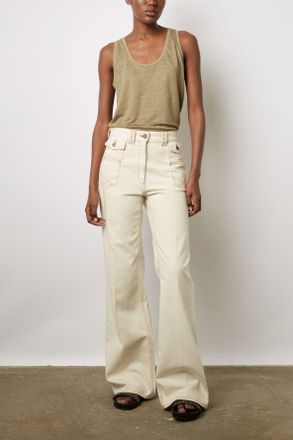 Gerard Darel D&eacute;bardeur en lin uni - MARGOT - Vert Kaki