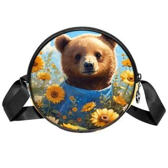 Generic Sac &agrave; bandouli&egrave;re rond pour femme, petit sac &agrave; bandouli&egrave;re avec fermeture &eacute;clair et bretelles r&eacute;glables style d&eacute;contract&eacute; pour femmes et filles