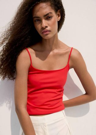 Mango Top ajust&eacute; bretelles fines rouge - Femme - XS - MANGO
