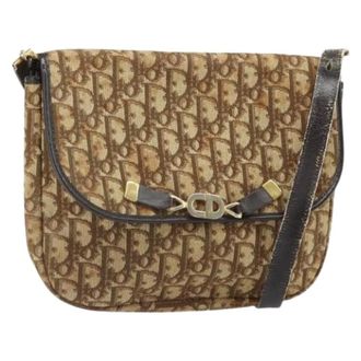 Dior Sac bandouli&egrave;re Pre-owned Vintage Trotter en toile - Femme - Pre-owned - Brun - Taille: ONE Size