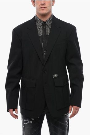 Dsquared2 Stretch Wool Blazer with Utility Pockets size 46