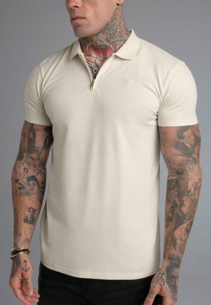 Siksilk T-Shirt SikSilk Herren Ecru Zip-Polo T-Shirt