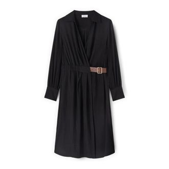 Motivi Femme, Robes, Noir, Taille: 40 FR Robe chemise drap&eacute;e en twill