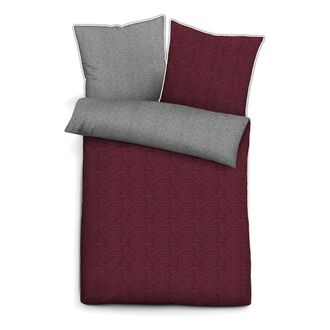 Biberna 0840500 Wende-Bettw&auml;sche Garnitur mit Kopfkissenbezug Melange-Flanell 1x 155x200 cm + 1x 80x80 cm, burgunder