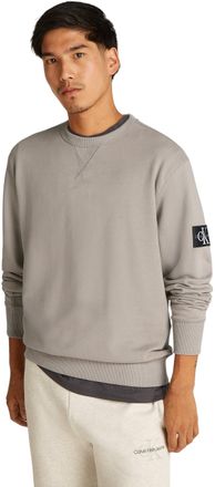 Calvin Klein Herren Sweatshirt Badge Crew Neck aus Baumwolle, Grau (Rock Ridge), XXXL