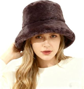 Lina & Lily Chapeau Bob Femme Homme en Fausse Fourrure (Brun Vison)