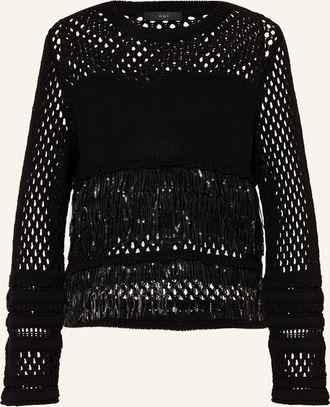 Oui Pullover Mit Pailletten schwarz