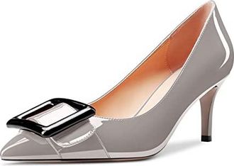 Castamere Femmes Aiguille Mi Talon Heel Fermé Pointu Bout Escarpins Slip-on Dress Cute Chaussures 6.5 CM Heels Gris 43 EU