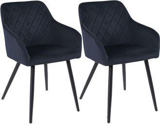M&S Collection Lot de 2 chaises 59x56x82 cm en velours bleu marine - VELVET