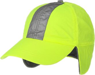 LIPODO Reflektierende Cap mit Ohrenklappen Damen Herren Aus 100% Nylon Gefüttert mit Fleece Mit Reflektoren Größenverstellbar Herbst Winter Neongelb XL (59-6