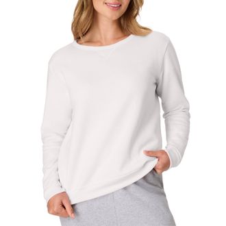 Hanes Damen Crewneck, EcoSmart Fleece Pullover mit V-einkerbung, Sweatshirt Hemd, Wei&szlig;, XX-Large