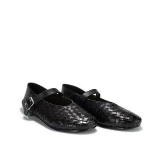 Generic JCVBN Chaussures plates pour femme Bout rond Chaussures de ballet d&eacute;contract&eacute;es en cuir souple, Noir, 37.5 EU