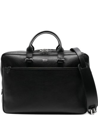 Tom Ford porte-documents médium en cuir grainé - Noir
