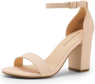 Dream Pairs Sandales &agrave; talons pour femme &agrave; talon bloc &eacute;pais avec bout ouvert et sangle de cheville de 8,9 cm pour f&ecirc;te, rendez-vous, mariage, Nubuck nubuck, 38 EU