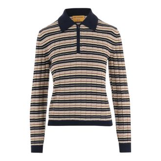 Guest In Residence Femme, Pulls, Multicolore, Taille: 42 FR Pull Polo Demi-Zip &agrave; Rayures