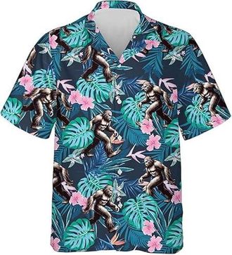 Keephen Gorille Hawaiian Chemise Femmes Hommes Gorille Animal Impression 3D Hawaii Chemise &Eacute;t&eacute; Plage Vacances Manches Courtes Boutonn&eacute;e Chemise