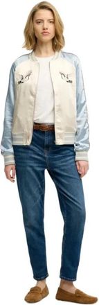Superdry Femme, Vestes, Blanc, Taille: 38 FR Sukajan Embroidered Bomber Jacket