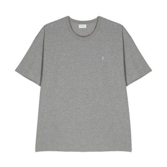 Saint Laurent Cassandre T-Shirt aus Piqu&eacute; - - Tops - Herren - Grau - L