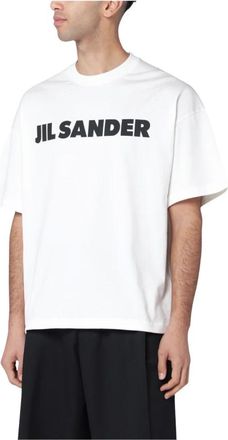 Jil Sander Homme, Tops, Blanc, Taille: M Logo T-Shirt