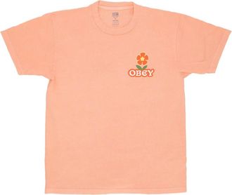 Obey Make Art Not War Flower Pigment Tee - - Tops - Herren - Rosa - XL