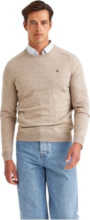 Morris Homme, Pulls, Beige, Taille: L Pull Ras du Cou Classique