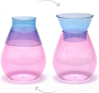 PELEG DESIGN Peleg Design Twotone Home Decor in 3 Farben - Runde Glasvase f&uuml;r Blumenstr&auml;u&szlig;e - dekorative Vase mit umklappbarer Oberseite - Glasvasen f&uuml;r Tafelaufs&auml;