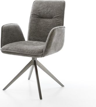 DELIFE Drehstuhl Vinja-Flex Boucl&eacute; Soft Schlamm Kreuzgestell breit Graphit 360&deg; drehbar Wippfunktion, Esszimmerst&uuml;hle