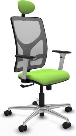 Piqueras y Crespo Drehstuhl f&uuml;r den Schreibtisch, mit wei&szlig;en und schwarzen Armlehnen, h&ouml;henverstellbare Lendenwirbelst&uuml;tze und festes Kopfteil, Grau/Pistazie