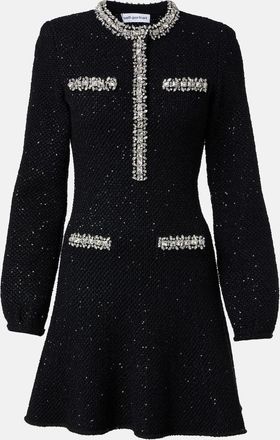 Self Portrait Robe en coton et laine mélangés à sequins