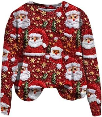 Generic 2025 Sweat de Noel Femme Pull Noel Rigolo Imprimé Hiver Pull Noël Femme Drole Pullover De Noël Femmes Moche Ugly Pulls Noels Rigolo Sweat Polaire Femm