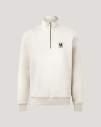 Belstaff Sweat-shirt Quart De Zip Belstaff Pour Homme Coton Molletonn&eacute; Bouleau Argent&eacute; 2xl