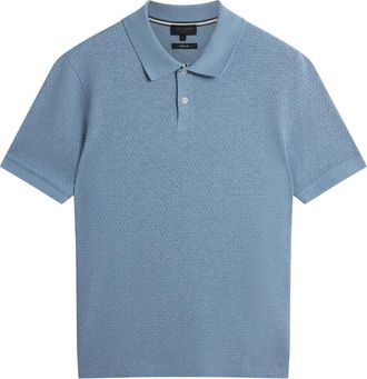 Ted Baker Redman Regular Strukturiertes Himmelblaues Polohemd