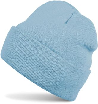 styleBREAKER Unisex Beanie Mütze einfarbig | Klassische Feinstrick Winter Strickmütze mit breitem Umschlag | Elastische Beanie in vielen Farben für Damen und Herre