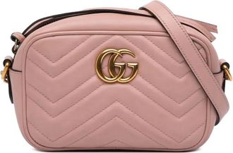 Gucci mini sac à bandoulière en cuir à motif GG Marmont (2016-2025) - Rose