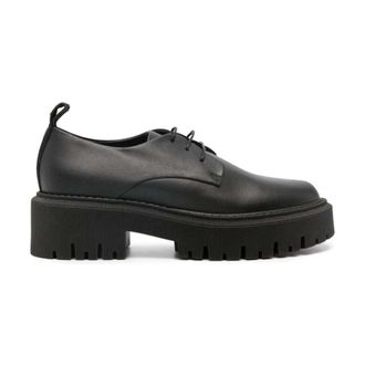 Lorena Antoniazzi Schwarze Leder-Schn&uuml;rloafer - - Shoes - Damen - Schwarzk - 37 EU