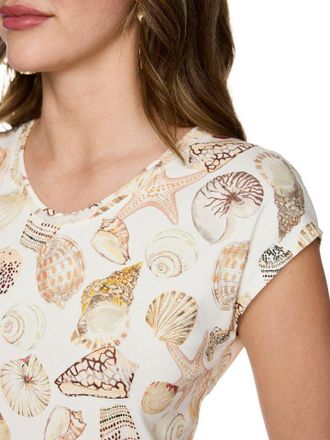 Marc Cain T-Shirt Blazing Sun Premium Damenmode mit Muschelprint