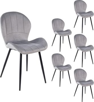 M&S Collection M&s - Lot de 6 chaises 61x51x88 cm en velours gris - velvet