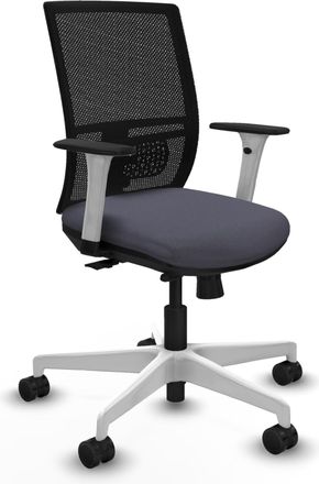 Piqueras y Crespo B&uuml;rostuhl mit wei&szlig;en und schwarzen Armlehnen, h&ouml;henverstellbare Lendenwirbelst&uuml;tze, ausgestattet mit Syncro/Traslack und Schneideschaum, Schwarz/Dunke