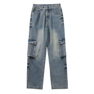 Generic Jean Homme Jeans Homme Pantalon en Jean Workwear High Street Ample - Poches Styl&eacute;es, Coupe Droite Loose, Basique Tendance Cent Fois Vendu