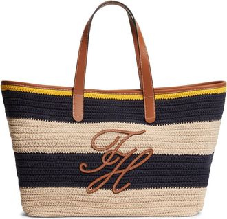 Tommy Hilfiger Shopper Woven Stripe Logo Appliqu Tote